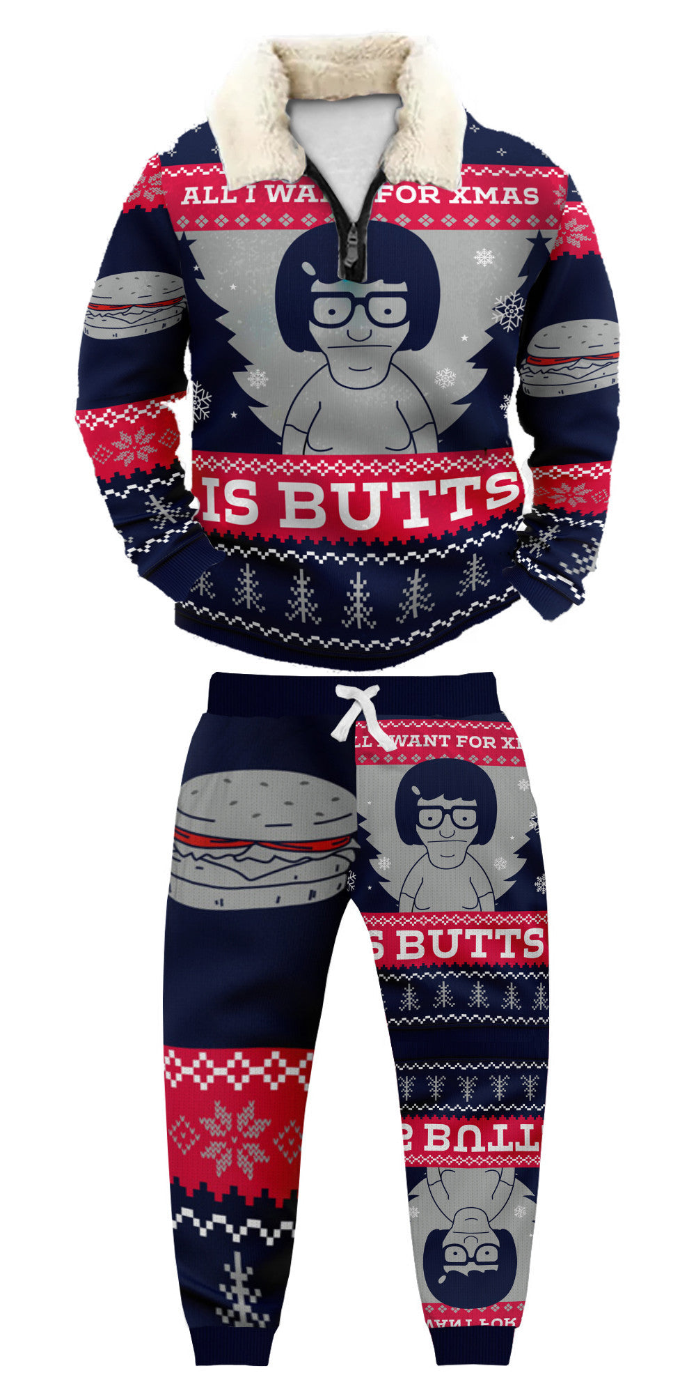 Christmas Red and Blue Colorway Ugly Quarter Zip Sweatshirt & Sweatpan ...
