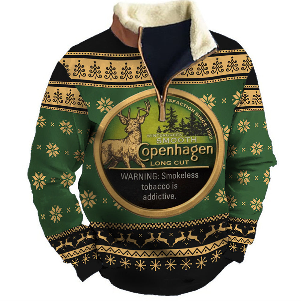 Snow Forest Deer Christmas Ugly Quarter Zip Sweatshirt – Sevogue